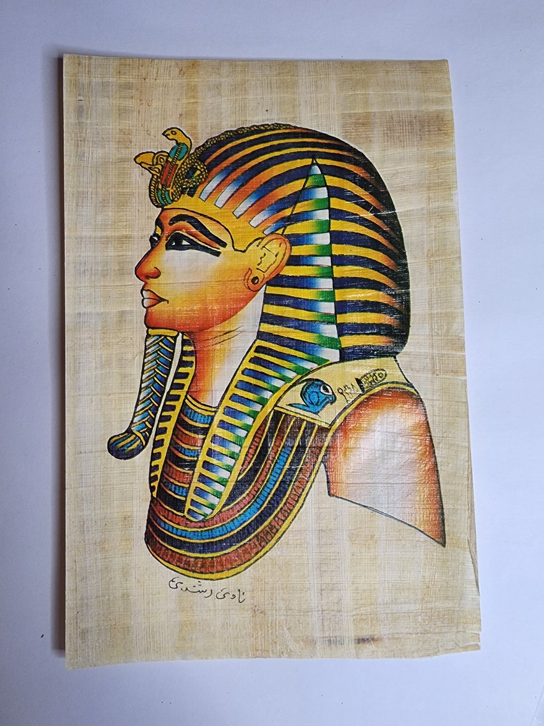 Hand Painted Natural Papyrus Painting Shows Great Pyramids of Giza and ...