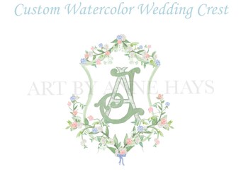CUSTOM Watercolor Wedding Crest DIGITAL FILE - Etsy