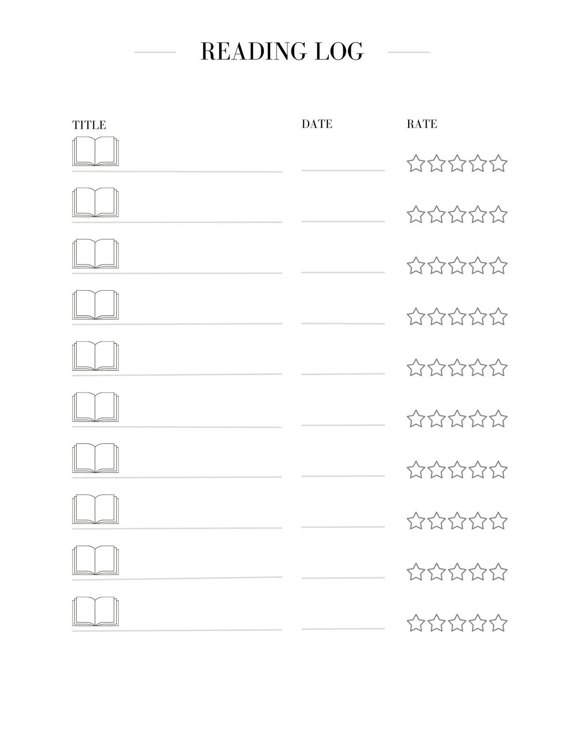 Reading Log Printable, Reading Tracker Printable, Reading Journal, Book ...