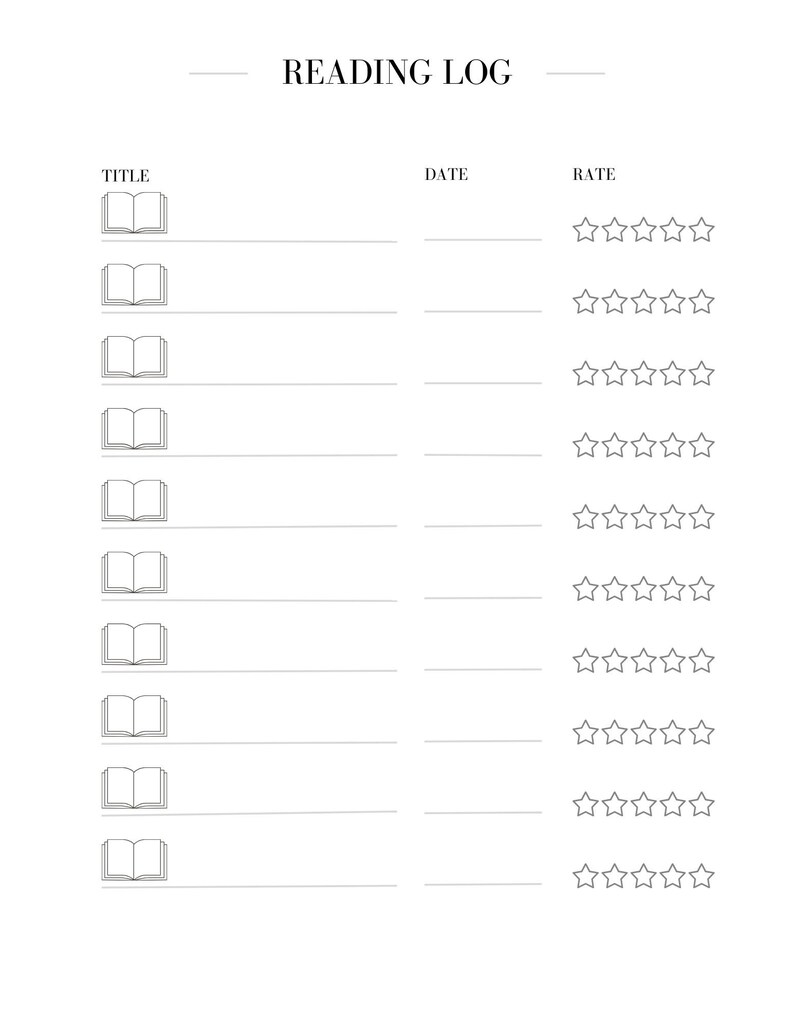 Reading Log Printable, Reading Tracker Printable, Reading Journal, Book ...