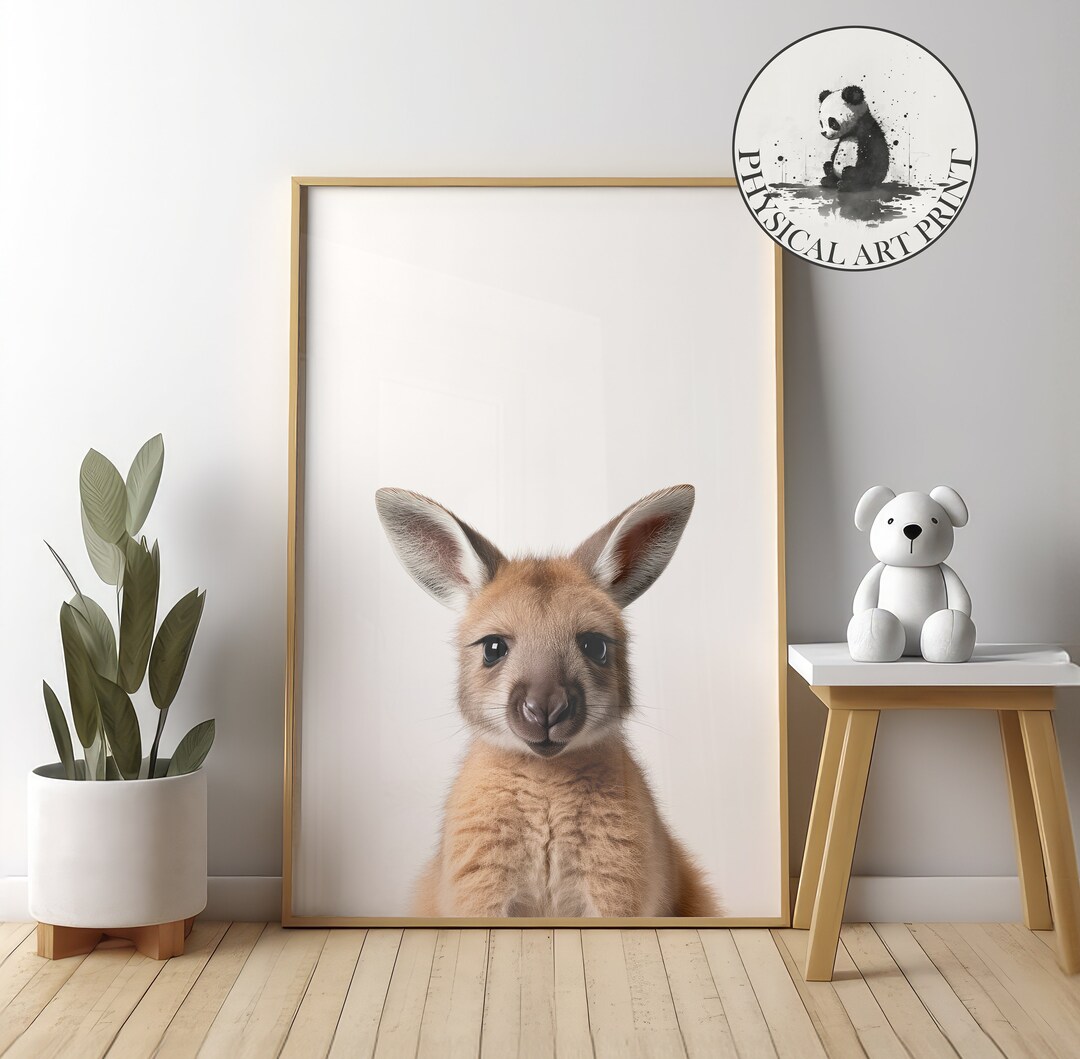 Baby Kangaroo Wall Art - PHYSICAL PRINT , Animal Illustration, Nursery ...