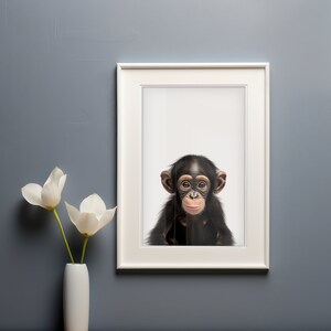 Baby Chimpanzee Wall Art - PHYSICAL PRINT , Animal Illustration ...