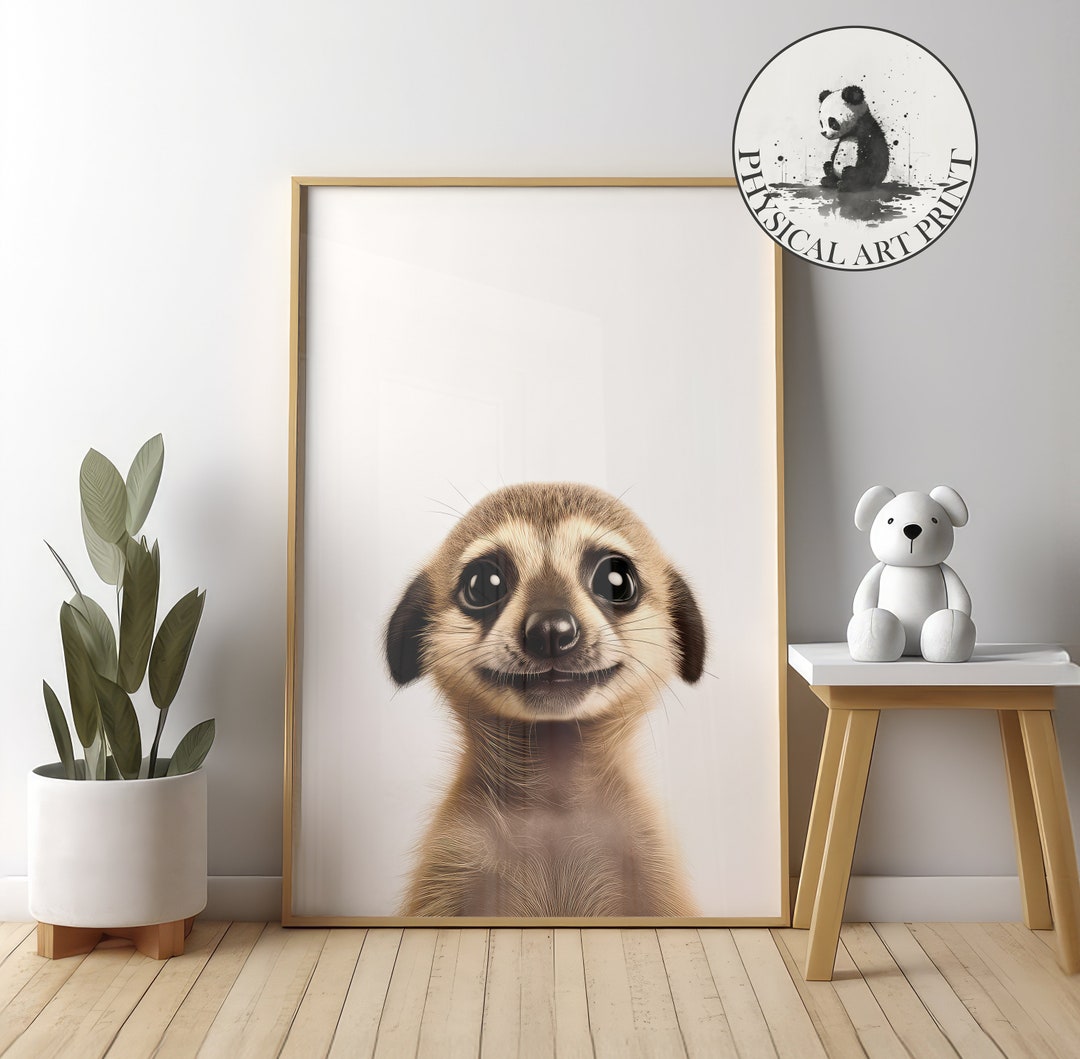 Baby Meerkat Wall Art - PHYSICAL PRINT , Animal Illustration, Nursery ...