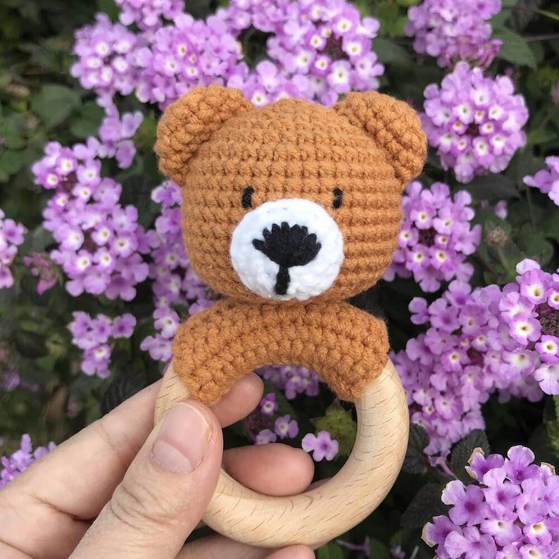Crochet Teddy Bear Rattle Pattern: Baby Teething Toy (PDF Pattern) - Etsy