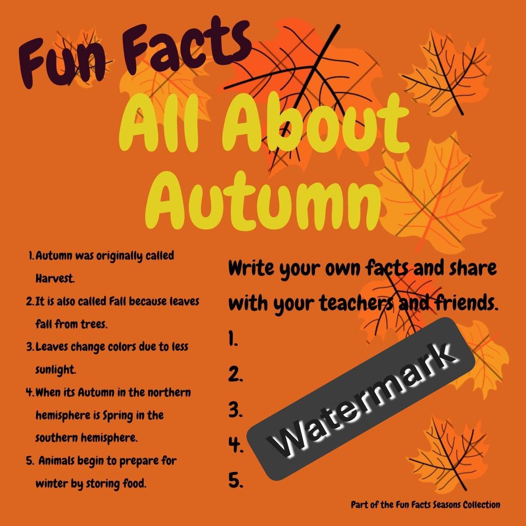 Fun Facts About Autumn Printable - A One Page Print Out for Your ...