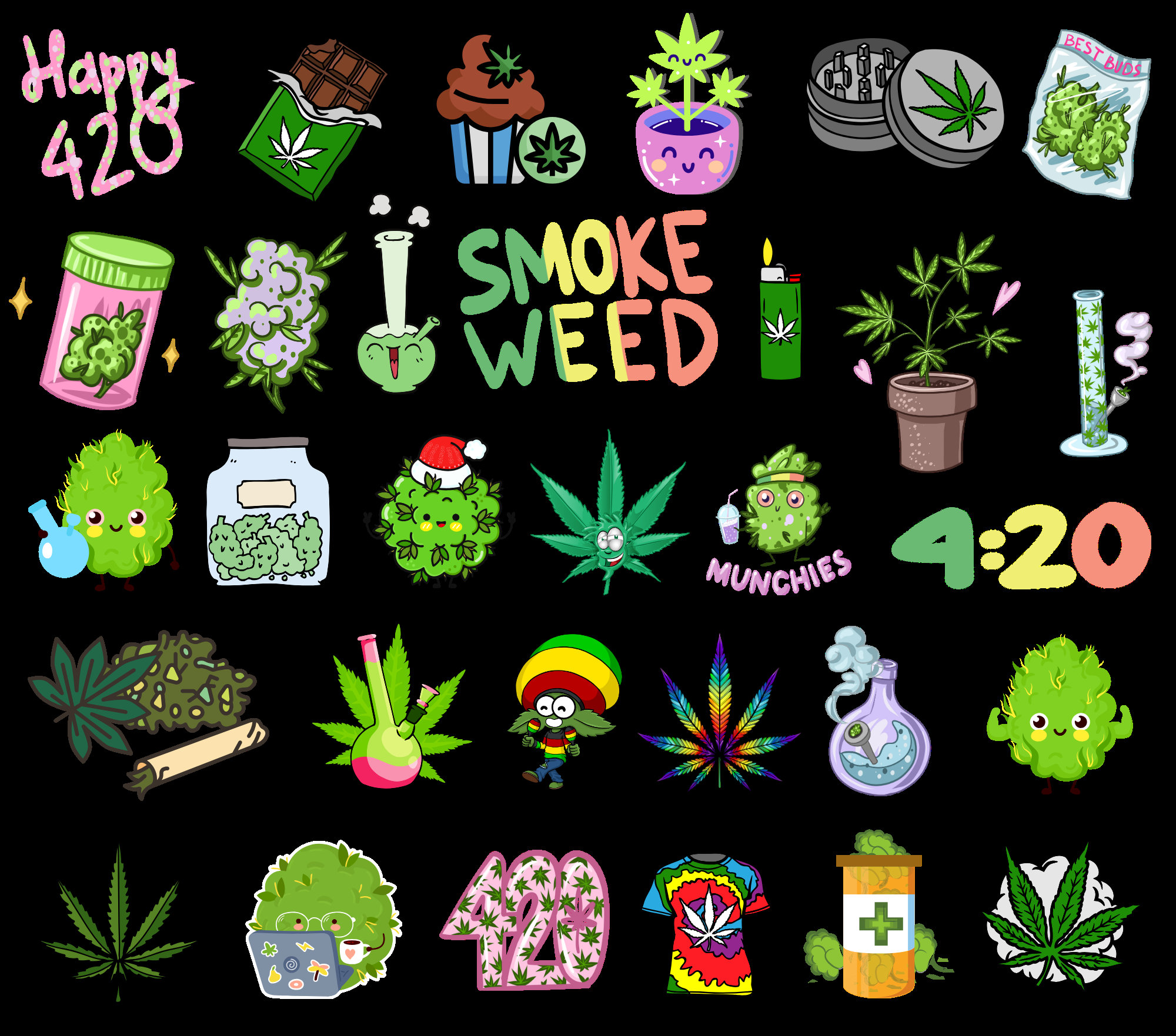30 Printable Cannabis Stickers Svg Png Eps Bundle - Etsy Australia