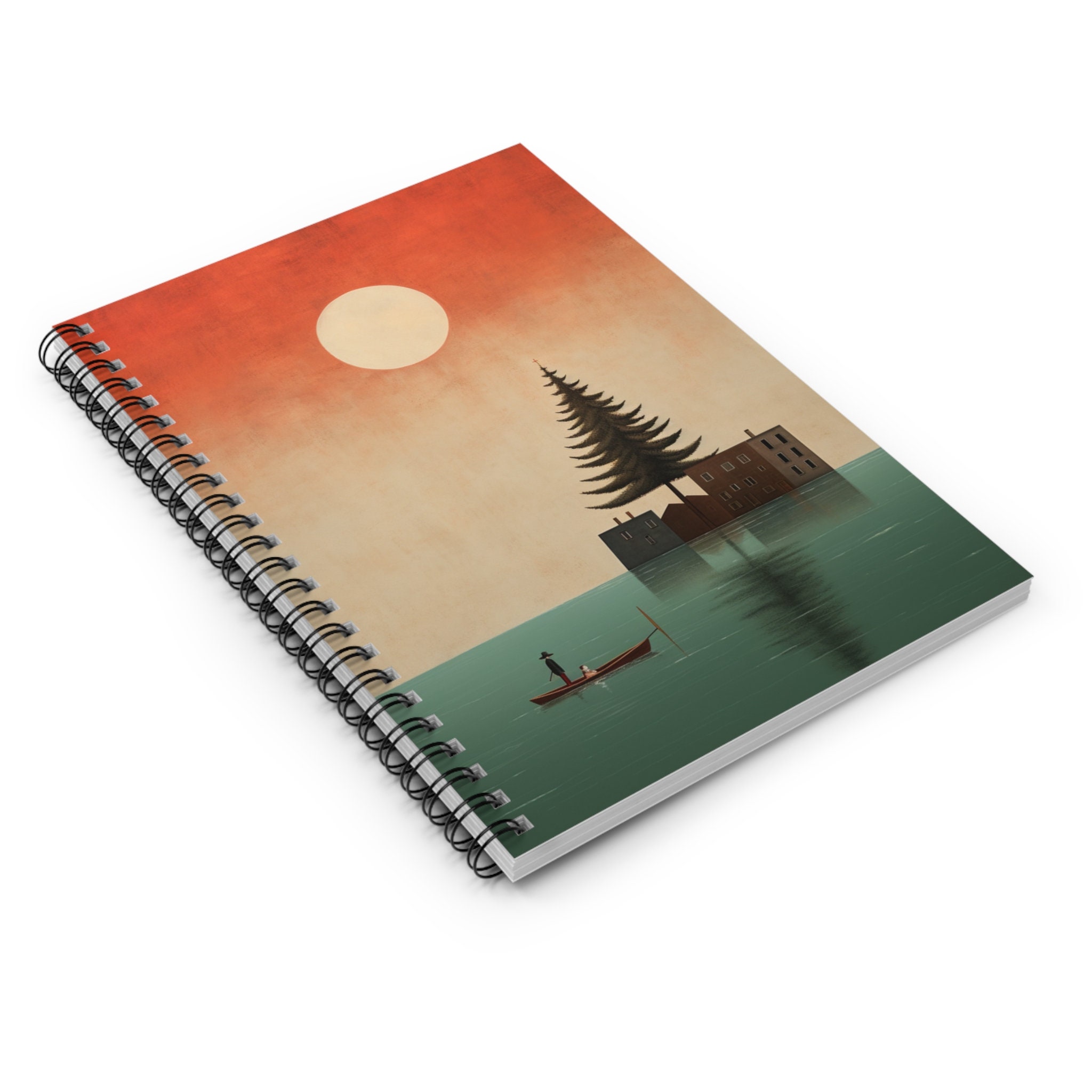 Spiral Notebook Rule Line, Sailing, Red Sky, Journals, Diaries ...