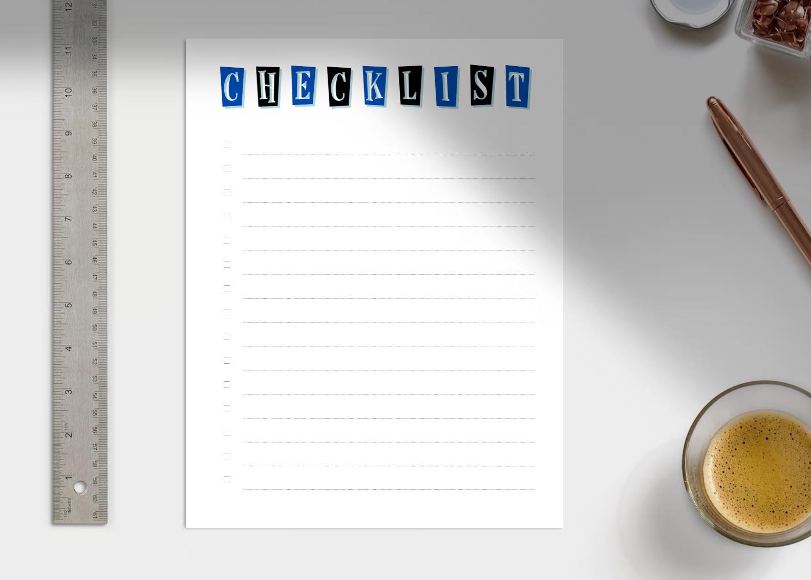 Retro Checklist, Printable Blank PDF Notepad, To-do List, Digital ...