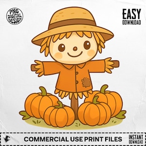 Cute Scarecrow PNG, Fall Clipart, Autumn Png, Harvest Png, Pumpkin ...