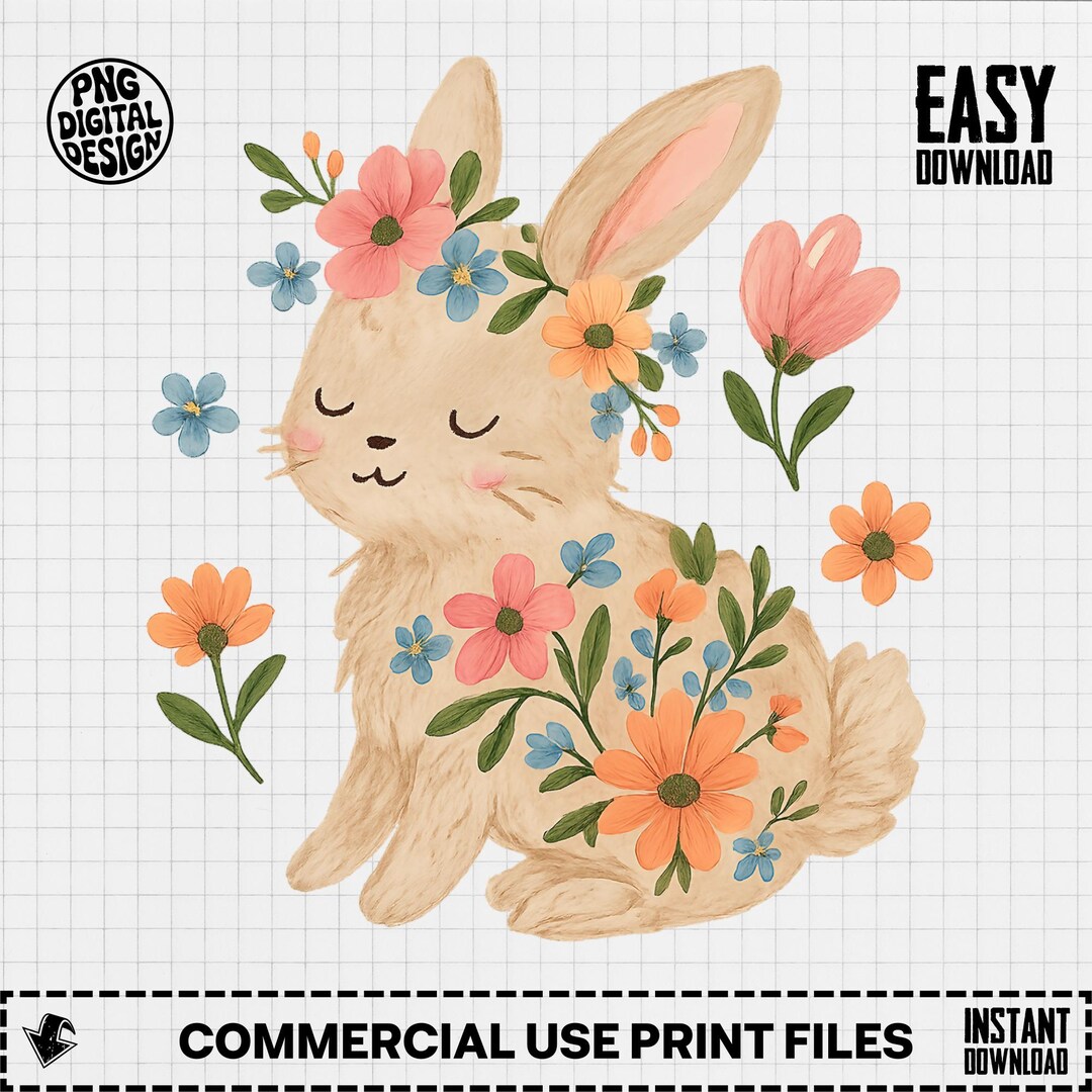 Floral Bunny PNG, Flower Crown Rabbit Clipart, Cute Easter Bunny Png ...