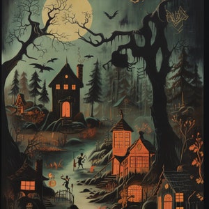 Haunted House DIGITAL DOWNLOAD, Halloween Printable, Spooky Decor - Etsy