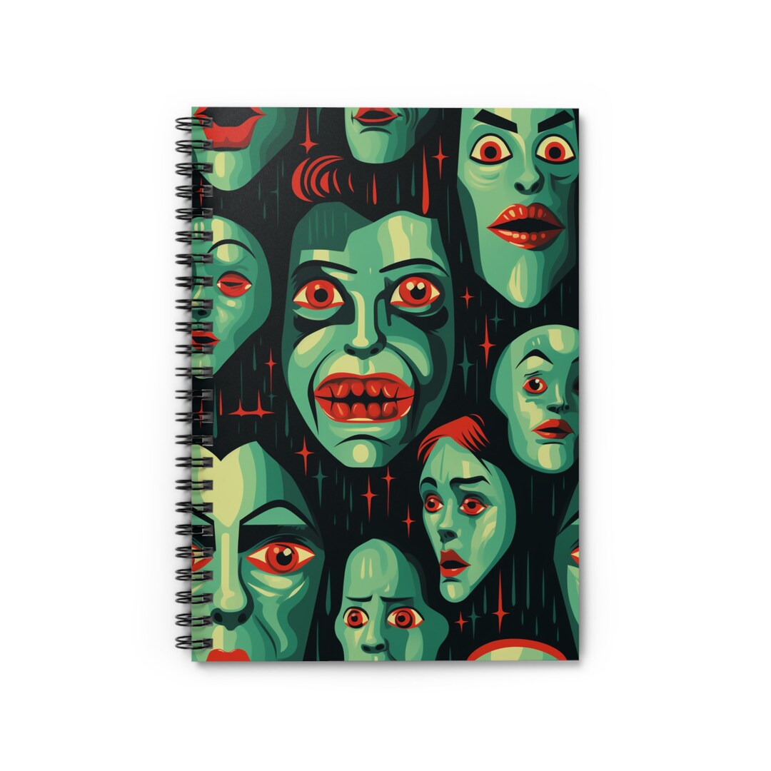 Screaming Faces Spiral Notebook Ruled Line, Retro,1950s Movie Horror ...