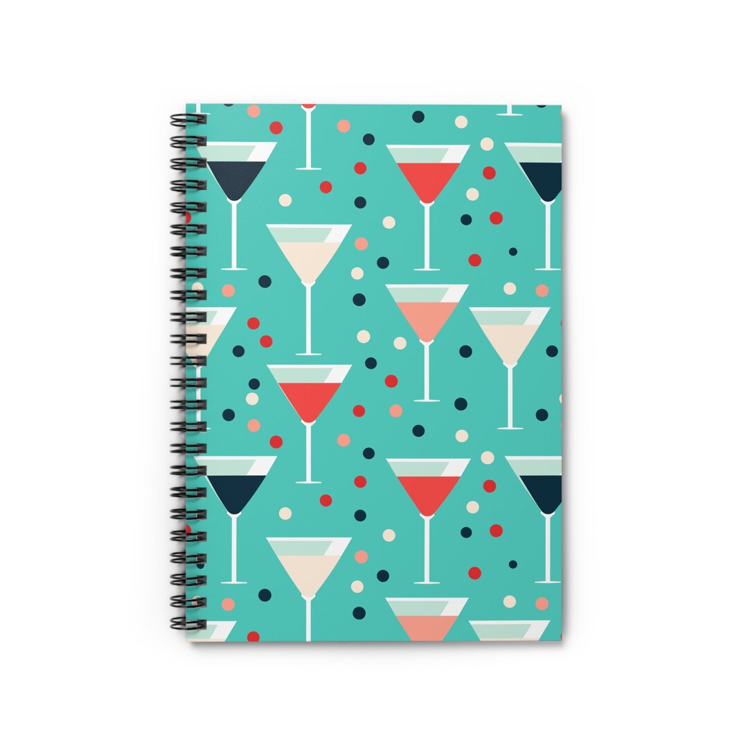 Spiral Notebook - Ruled Line, Retro, 1950s Inspired, Martinis, Vibrant ...