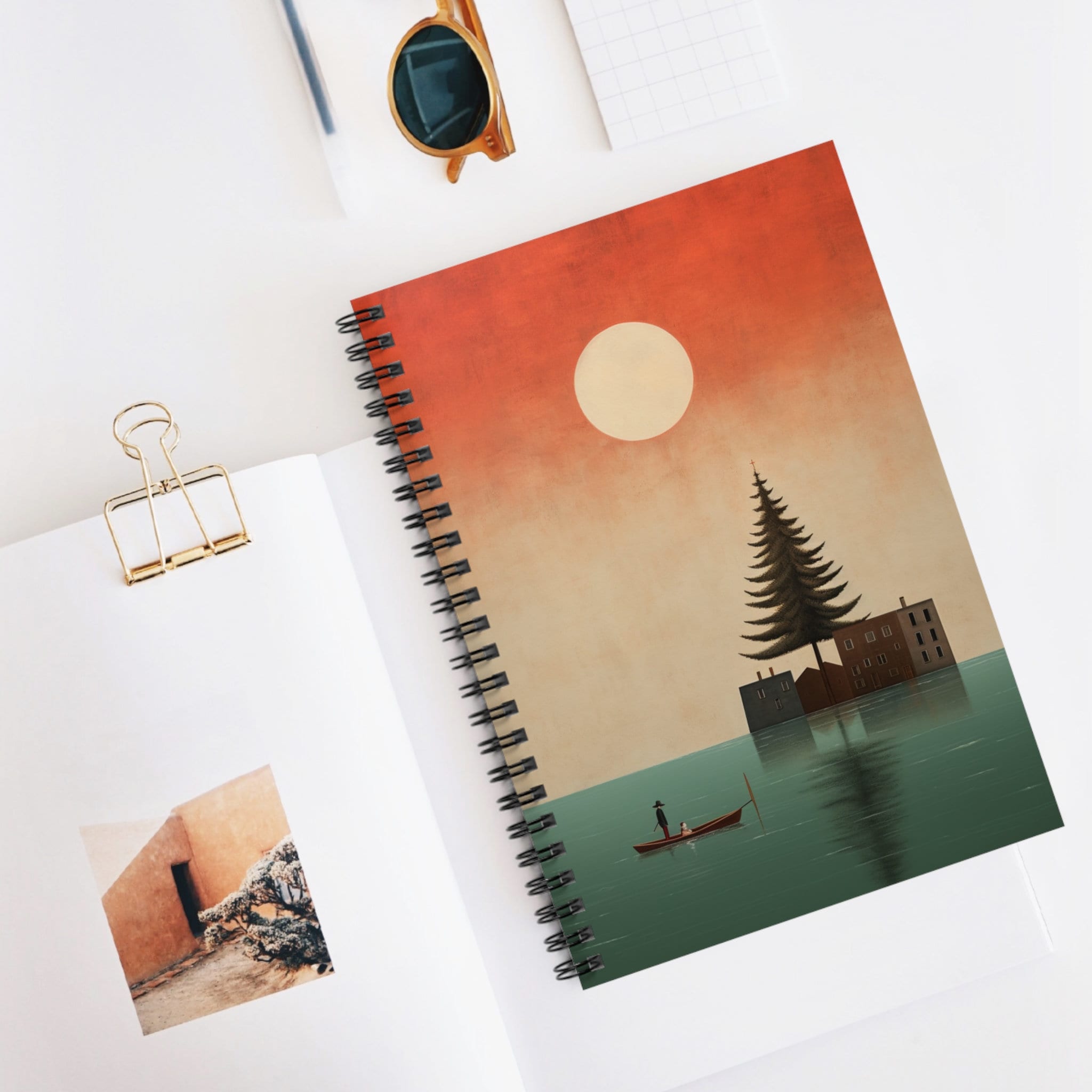 Spiral Notebook Rule Line, Sailing, Red Sky, Journals, Diaries ...