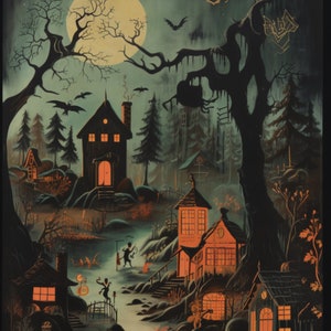 Haunted House DIGITAL DOWNLOAD, Halloween Printable, Spooky Decor - Etsy