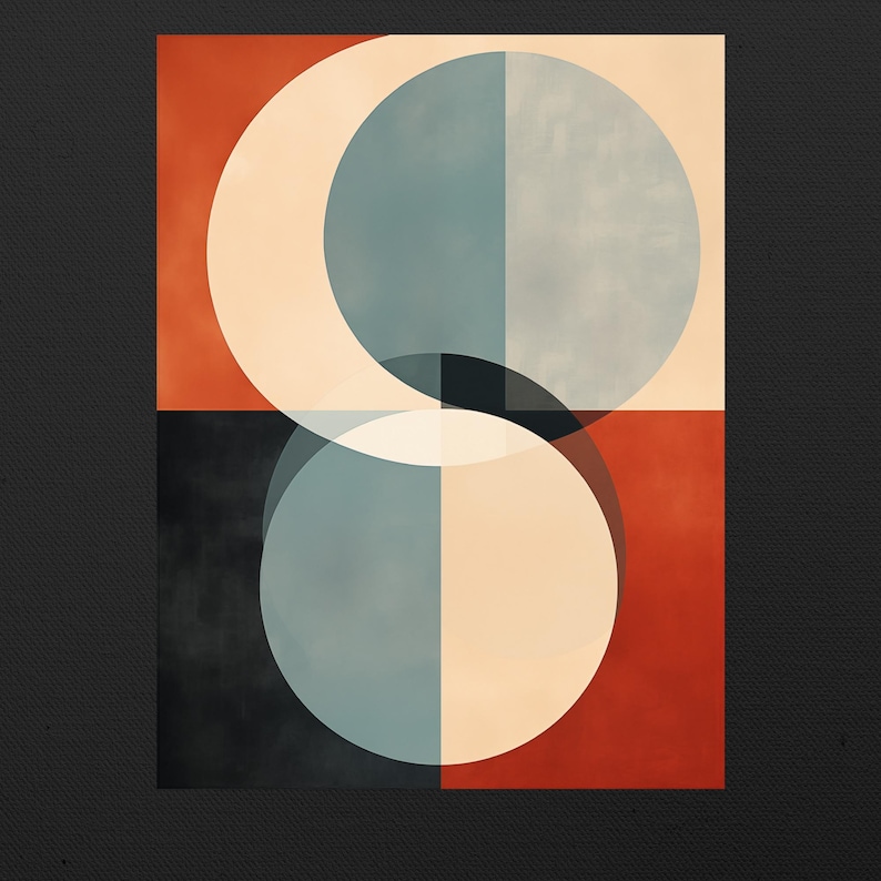Set of 3 Abstract Circle Art, Geometric Shapes Print, Minimalist Wall ...