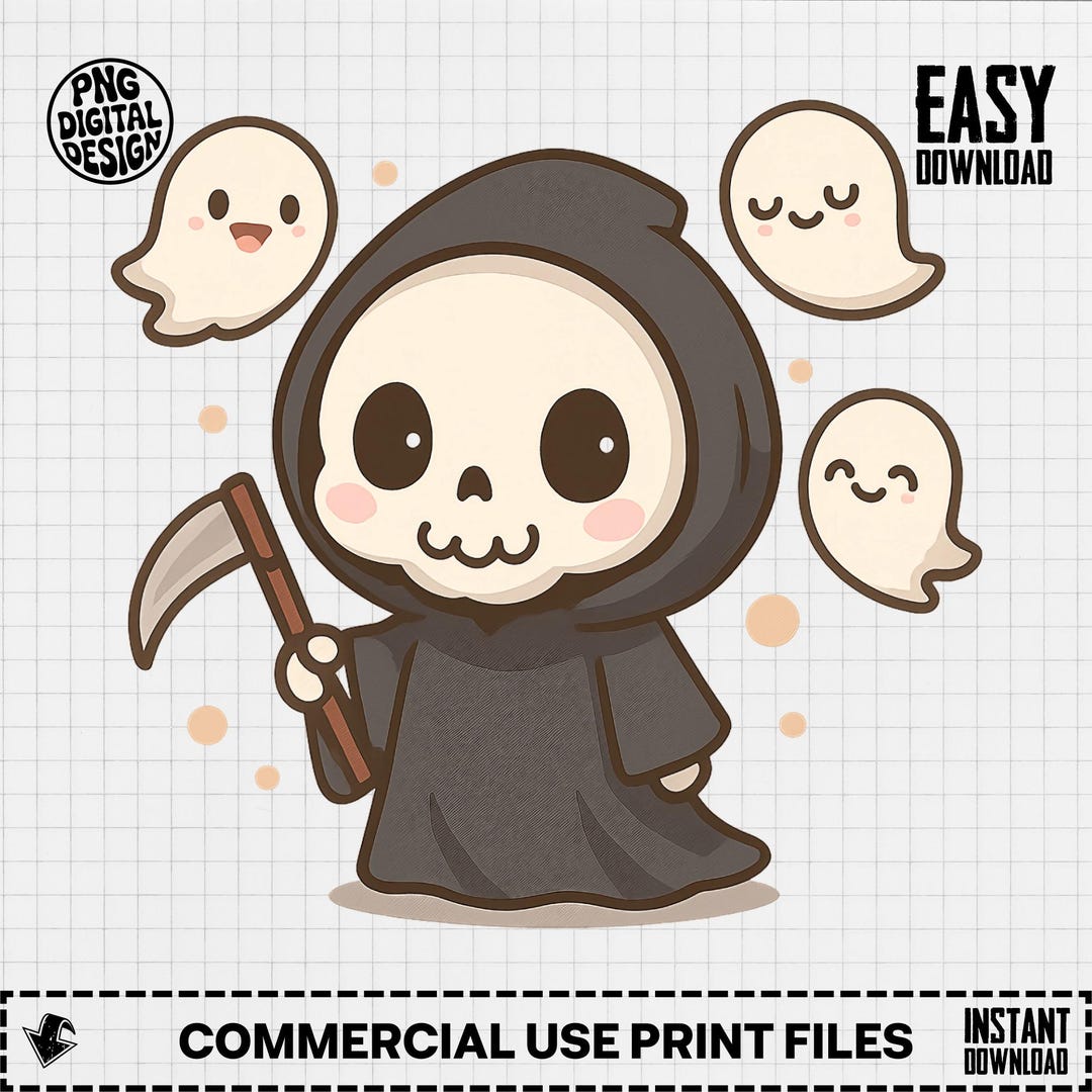 Cute Grim Reaper PNG, Kawaii Death Clipart, Ghost Png, Halloween Png ...
