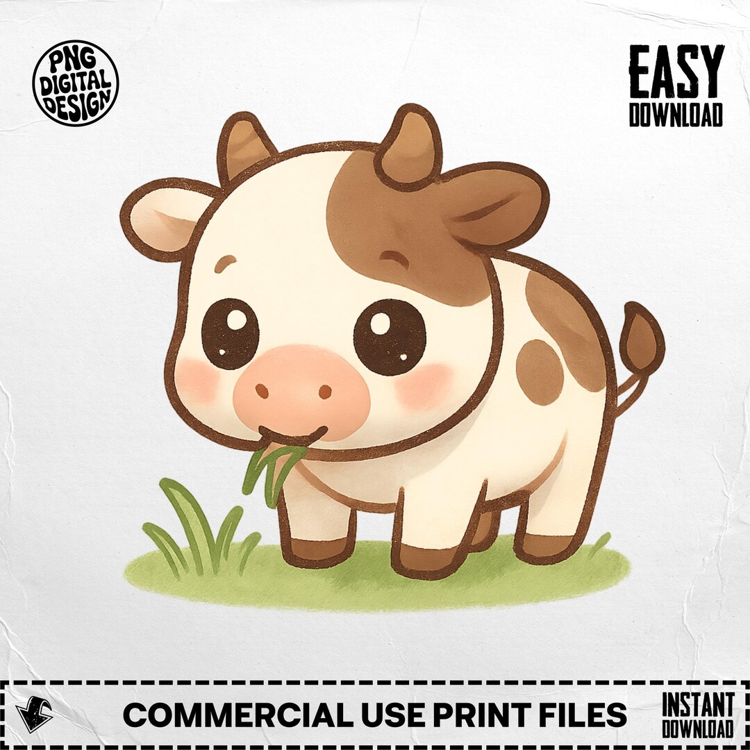 Cute Cow PNG, Cartoon Cow Clipart, Farm Animal Png, Cow Sublimation ...