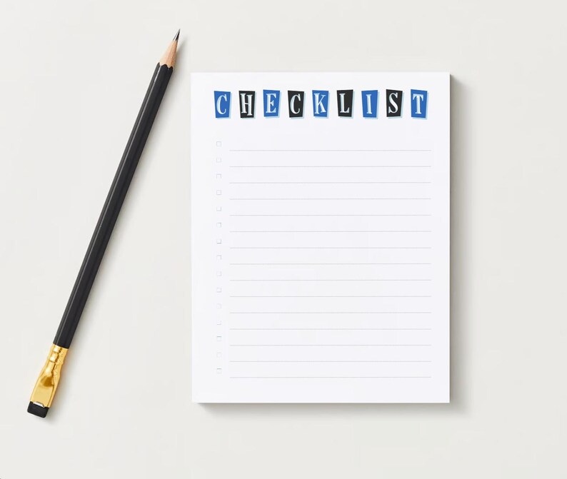 Retro Checklist, Printable Blank PDF Notepad, To-do List, Digital ...