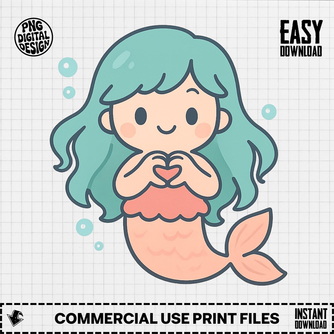 Cute Mermaid PNG, Mermaid Clipart, Ocean Png, Under the Sea Png ...
