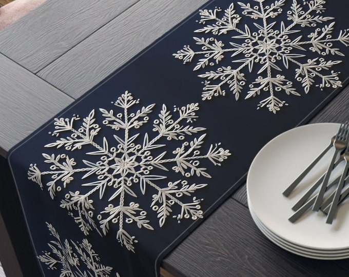 Blue Snowflake Snowman Hand Appliqué Quilted Table Runner - Etsy
