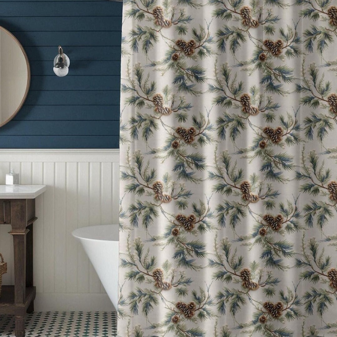 Pine Cones Shower Curtain Nature Aesthetic Botanical Cloth Shower ...