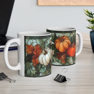 Fall Coffee Mug Whimsical Pumpkins Stained Glass Aesthetic Pumpkin ...