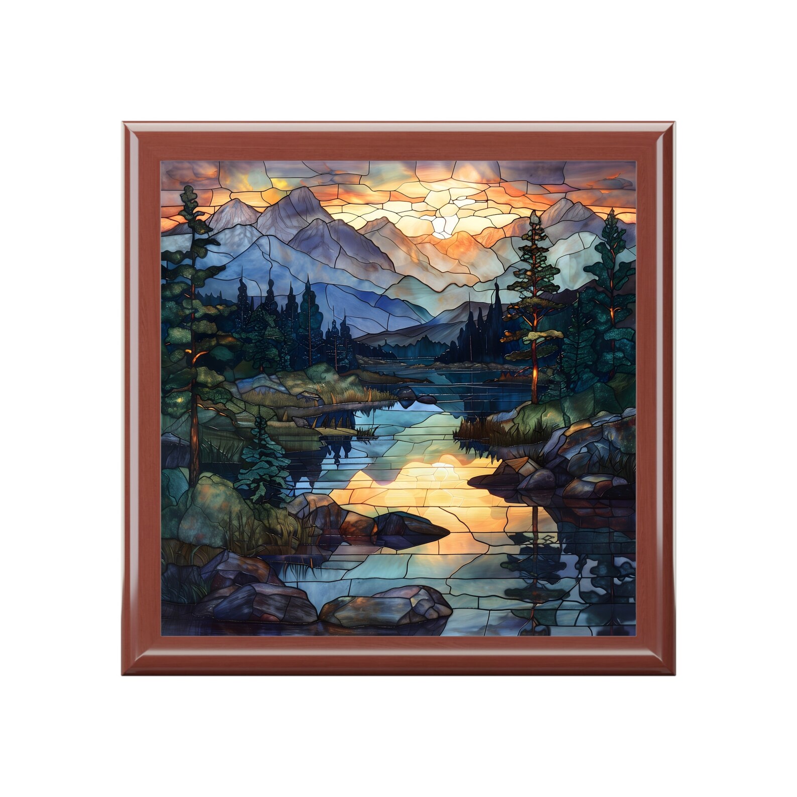 Mountain Sunset Keepsake Box Wooden Jewelry Storage Adventure Memory ...