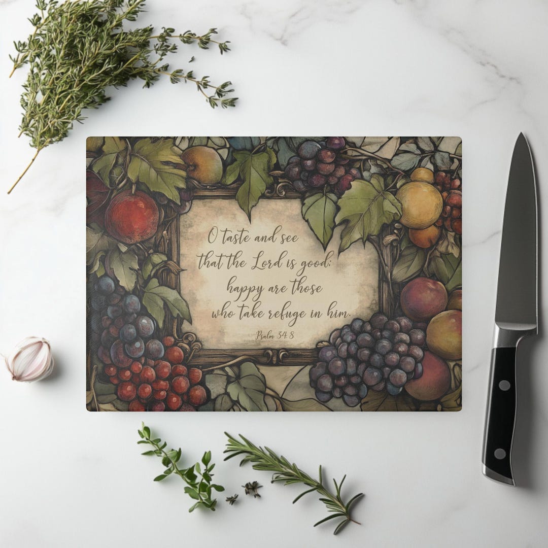Bible Verse Glass Cutting Board Christian Kitchen Faith Decor Farmhouse ...