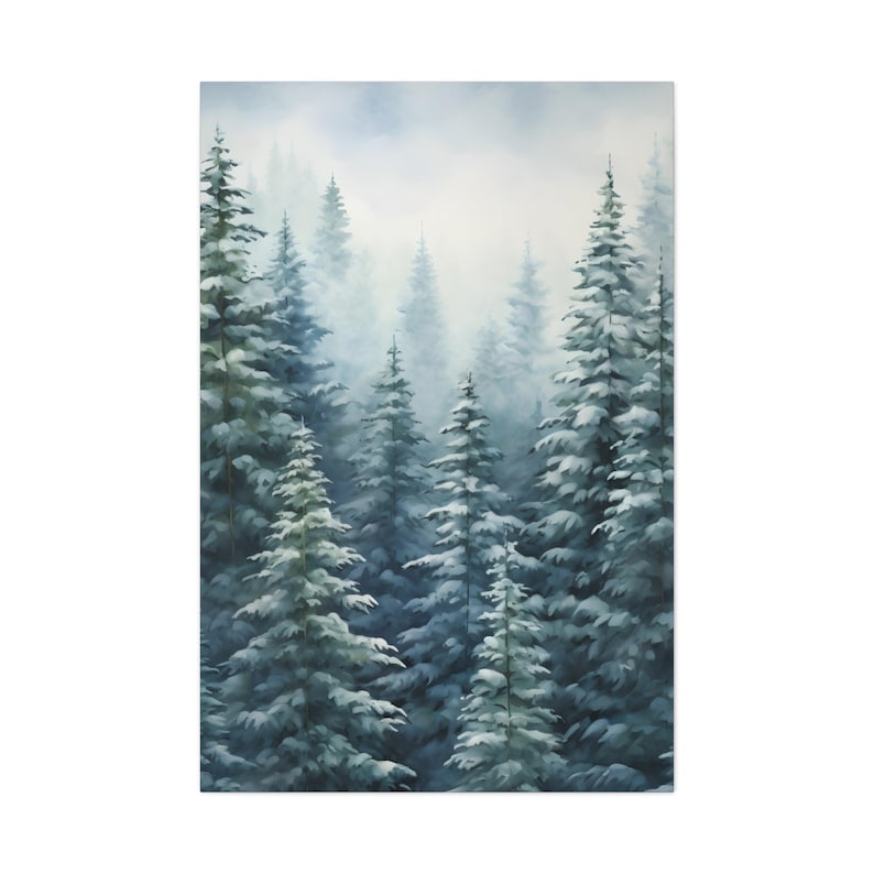 Blue Spruce Trees Canvas Wall Art for Living Room Evergreens Mountains ...