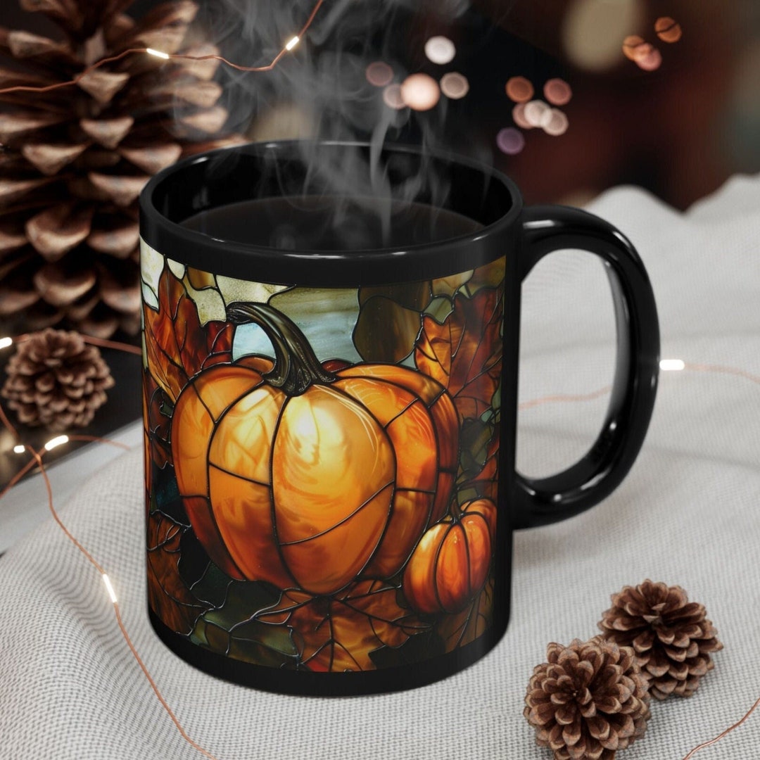Pumpkin Mug Stained Glass Aesthetic Fall Ceramic Coffee Mug Autumn Tea ...