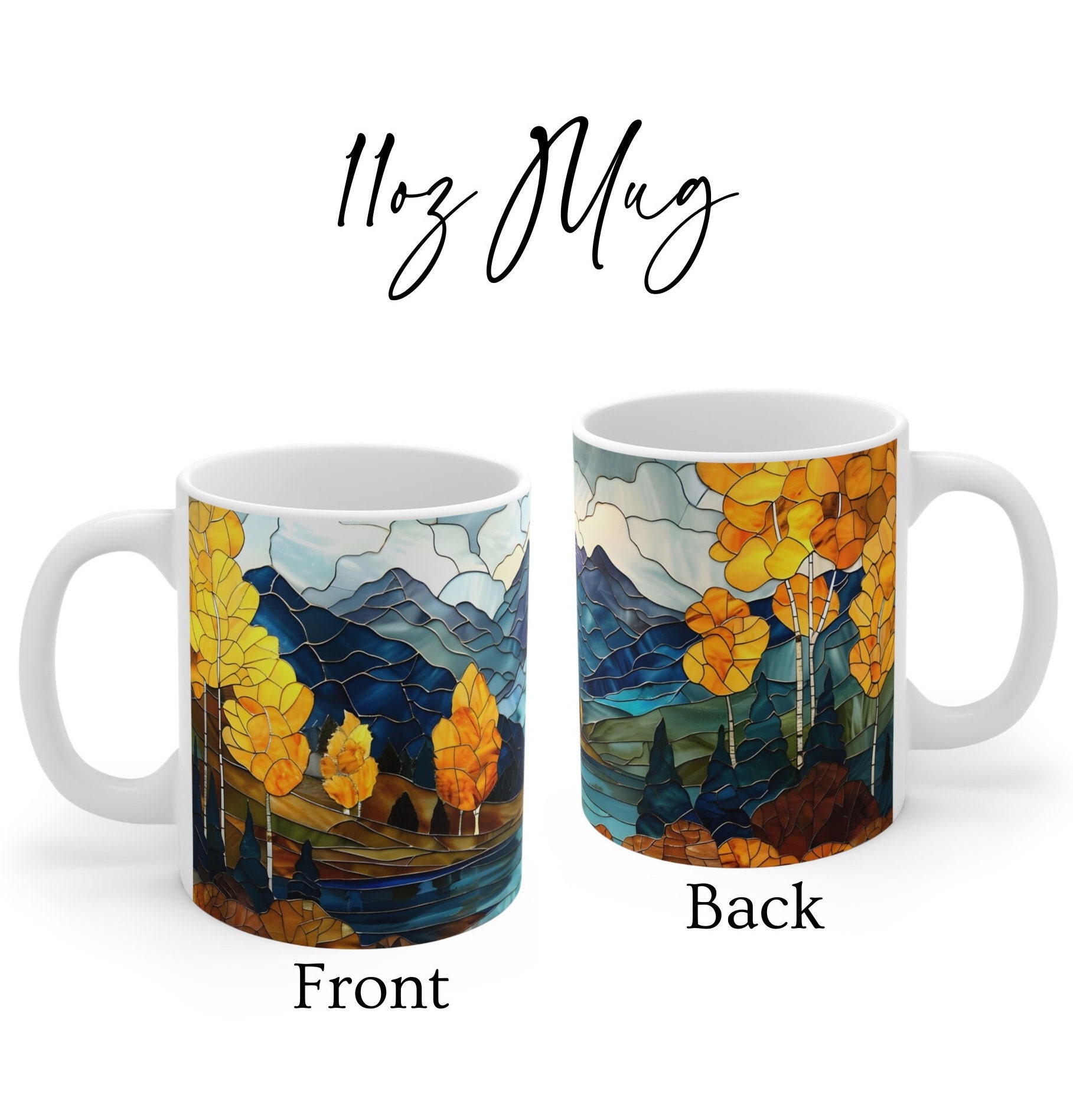 Aspen Trees Mountain Mug Stained Glass Aesthetic Fall Ceramic Coffee ...