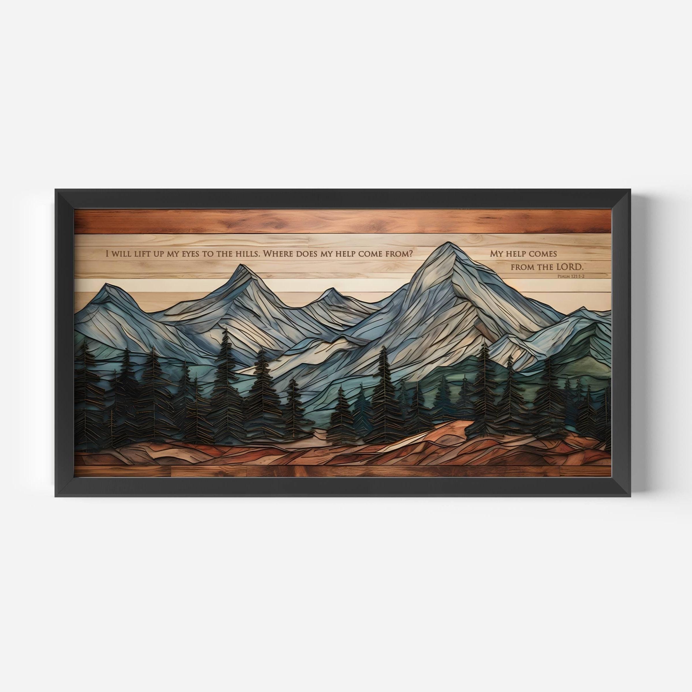 Mountain Scripture Wall Art Canvas Bible Verse Artful Wood Print Large ...