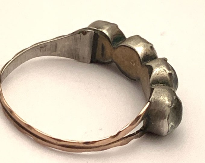Size I Georgian 1700s 9ct Gold, Silver and Paste Stone Ring please Read ...