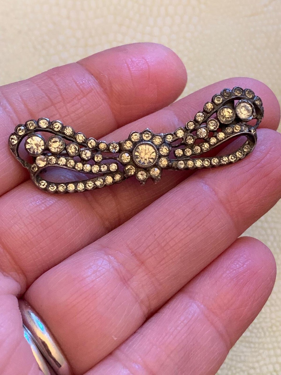 Antique Edwardian Silver and Paste Stone Bow Shaped Brooch - Etsy