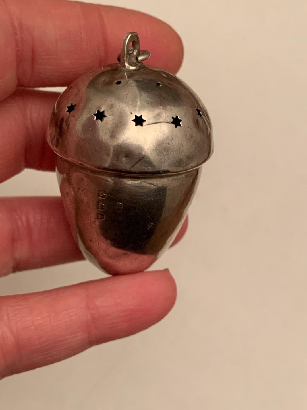 Edwardian Silver Fully Hallmarked 1925 Large Acorn Shaped Baby Rattle ...