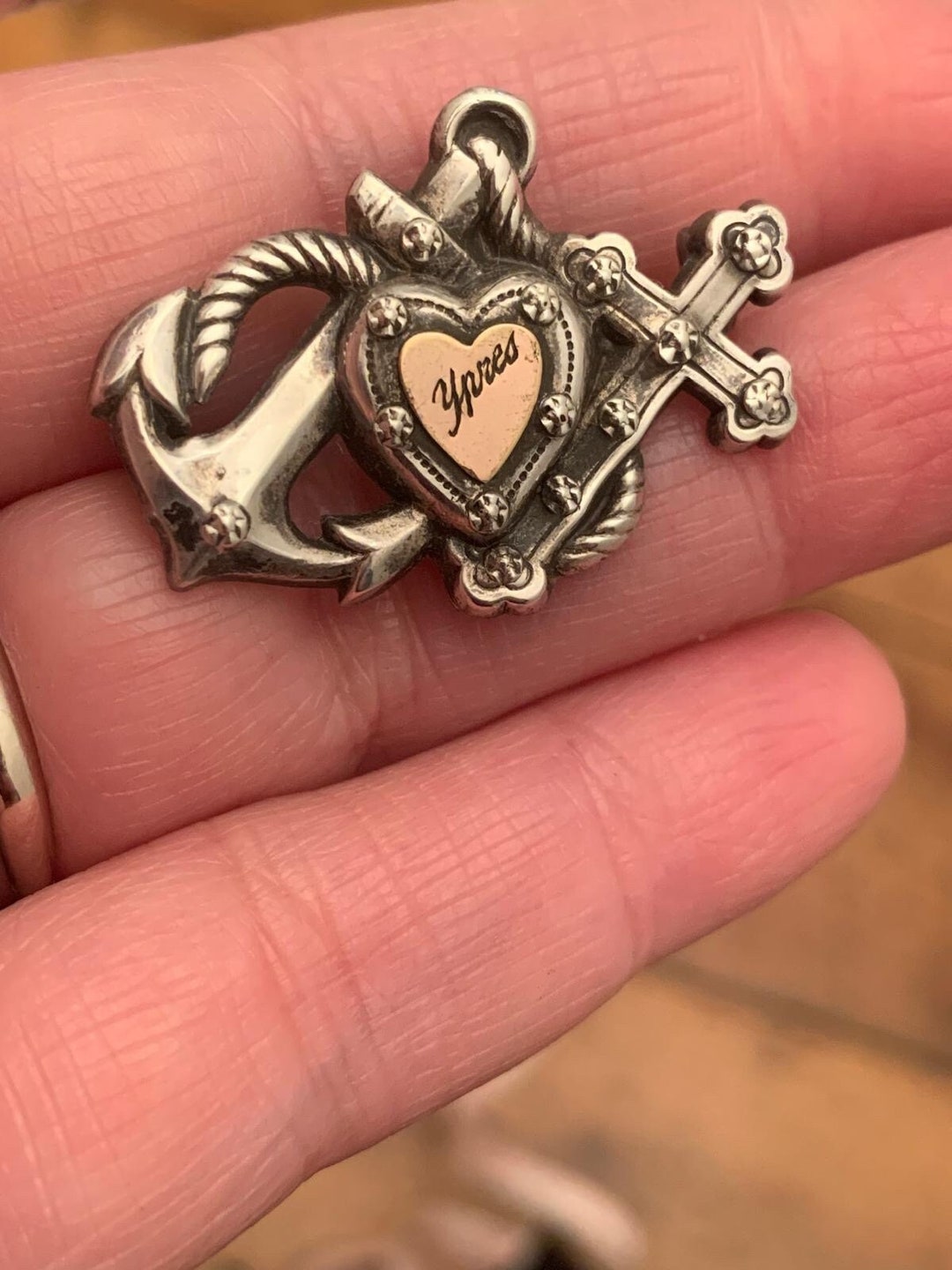 Victorian Silver Studded love Faith and Charity Brooch, Battle of Ypres ...