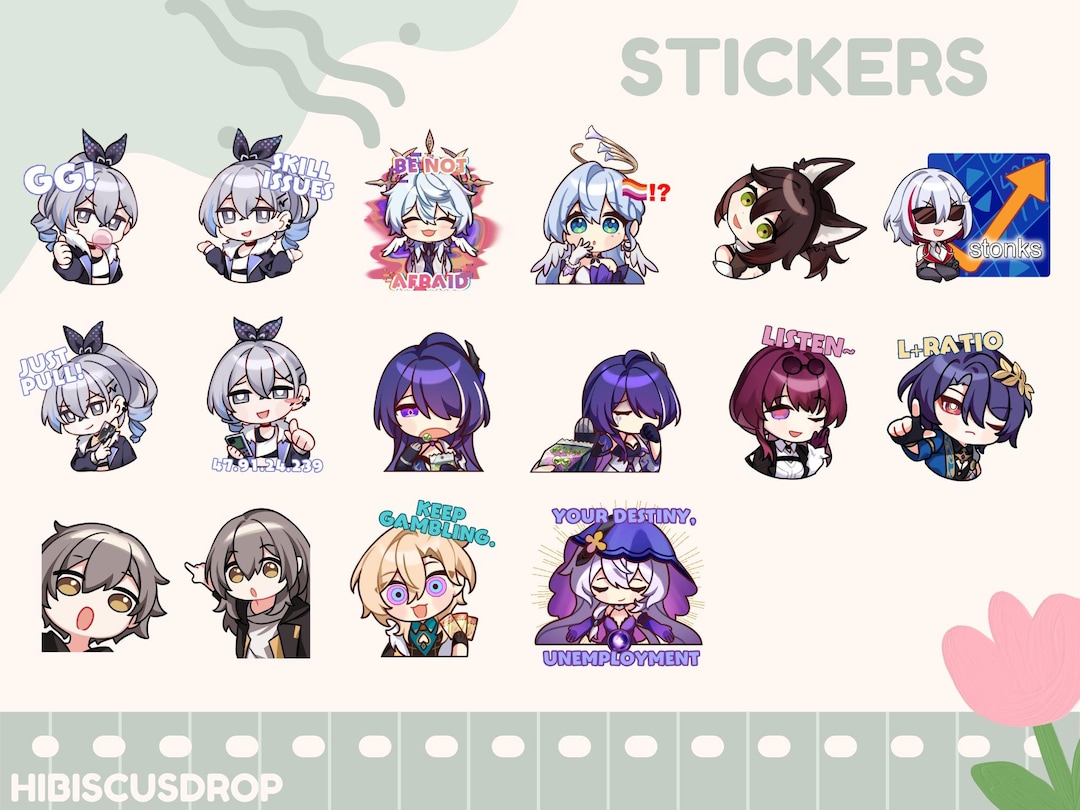 Honkai Star Rail Vinyl Stickers: Aventurine, Acheron, Black Swan ...