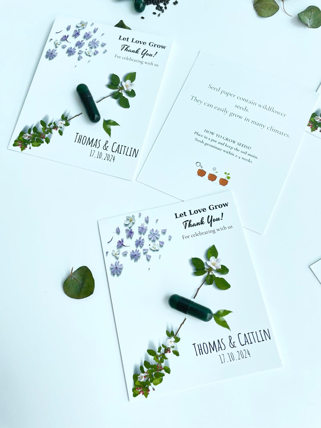Personalized Seed Capsule Seed Card Thank You Favors Plantable Favor ...