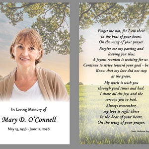 Custom Memorial Cards Laminated - Etsy
