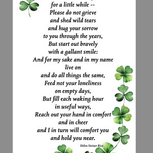 Shamrock Prayer Cards and Memorial Cards Laminated - Watercolor ...