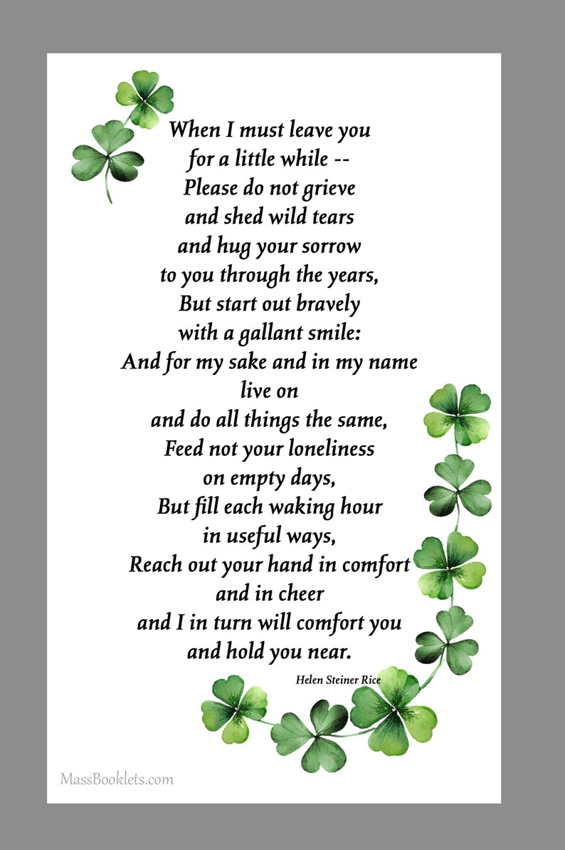Shamrock Prayer Cards and Memorial Cards Laminated - Watercolor ...