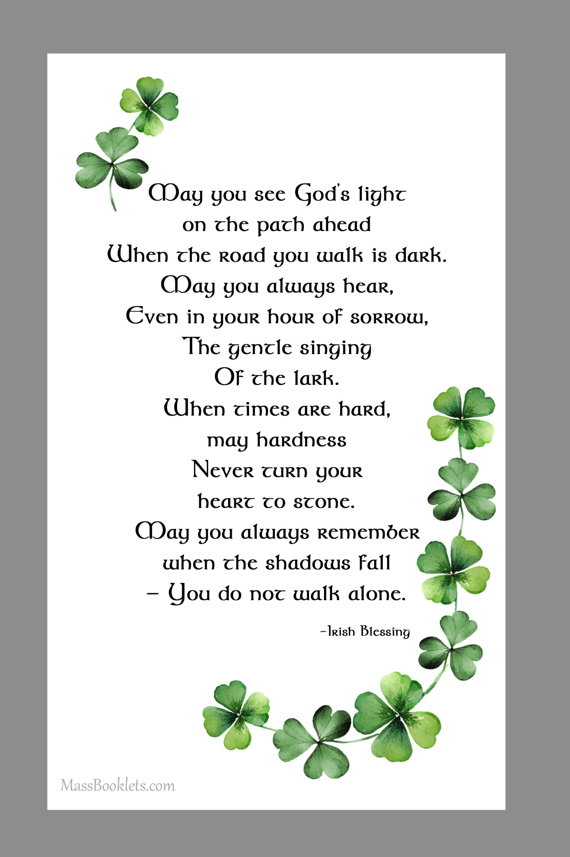 Shamrock Prayer Cards and Memorial Cards Laminated - Watercolor ...