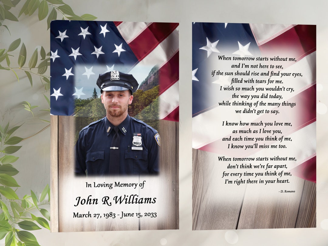 Patriotic Memorial Cards and Prayer Cards Laminated American Flag ...