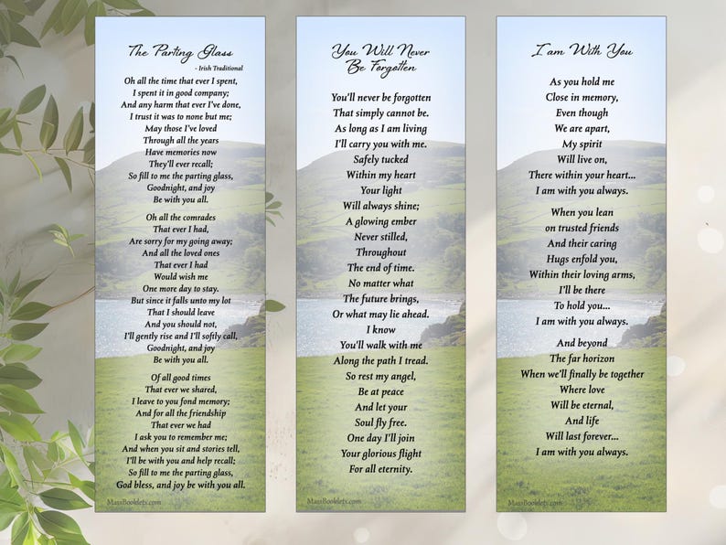 Memorial Bookmarks Laminated - Falling Shamrocks - Etsy