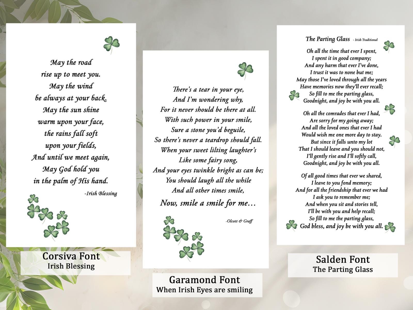 Digital Download Celtic Cross and Shamrocks Prayer Card - Etsy