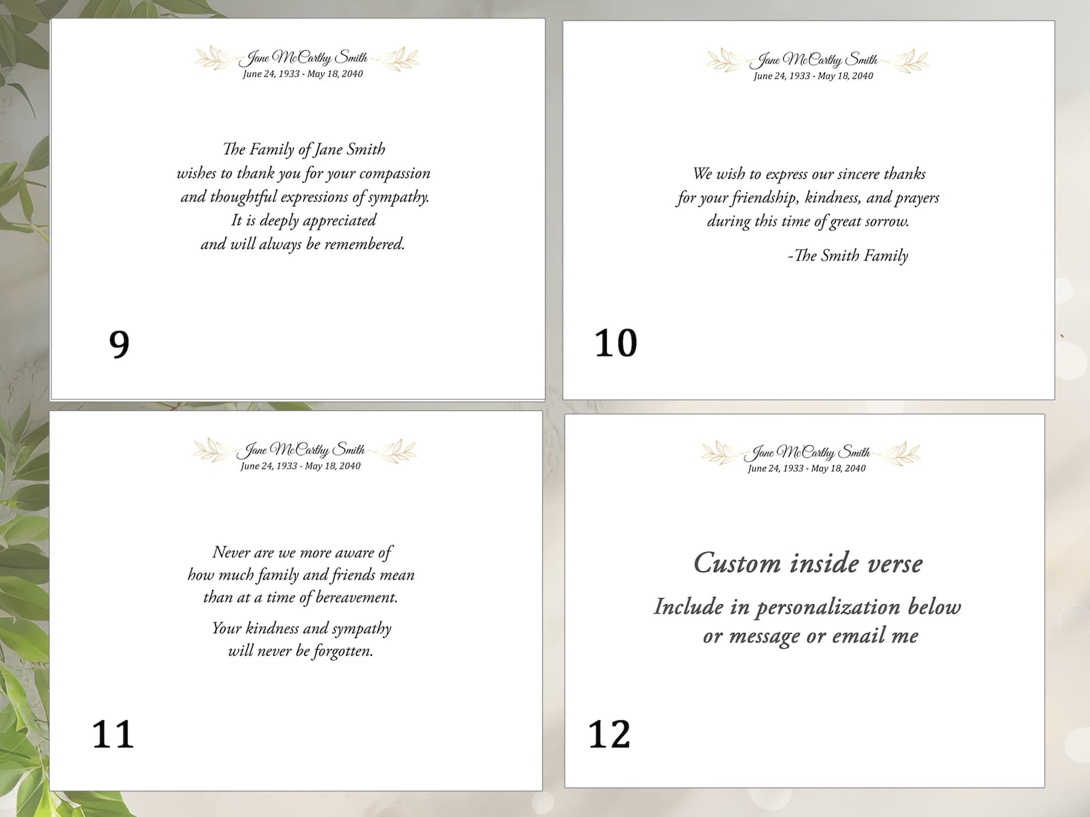 Funeral Thank You Notes Sympathy Acknowledgement Cards Shamrocks - Etsy