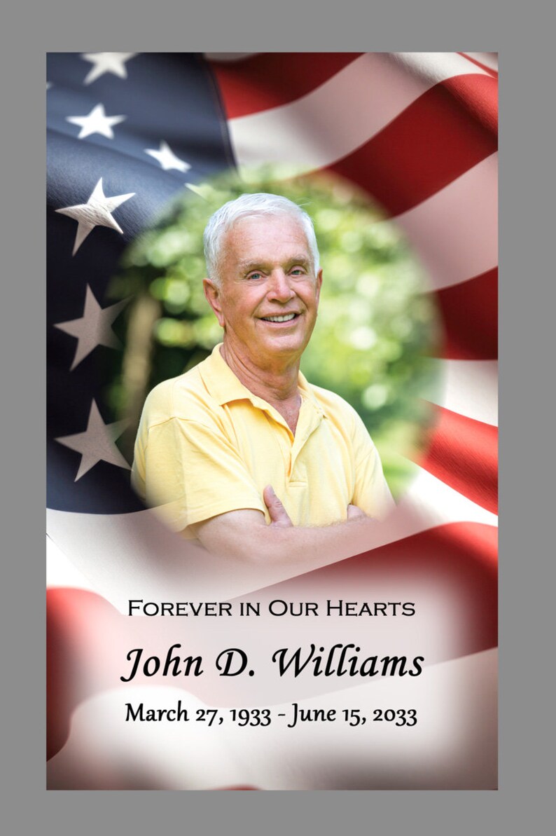 Patriotic Flag Memorial Cards and Prayer Cards Laminated - Etsy
