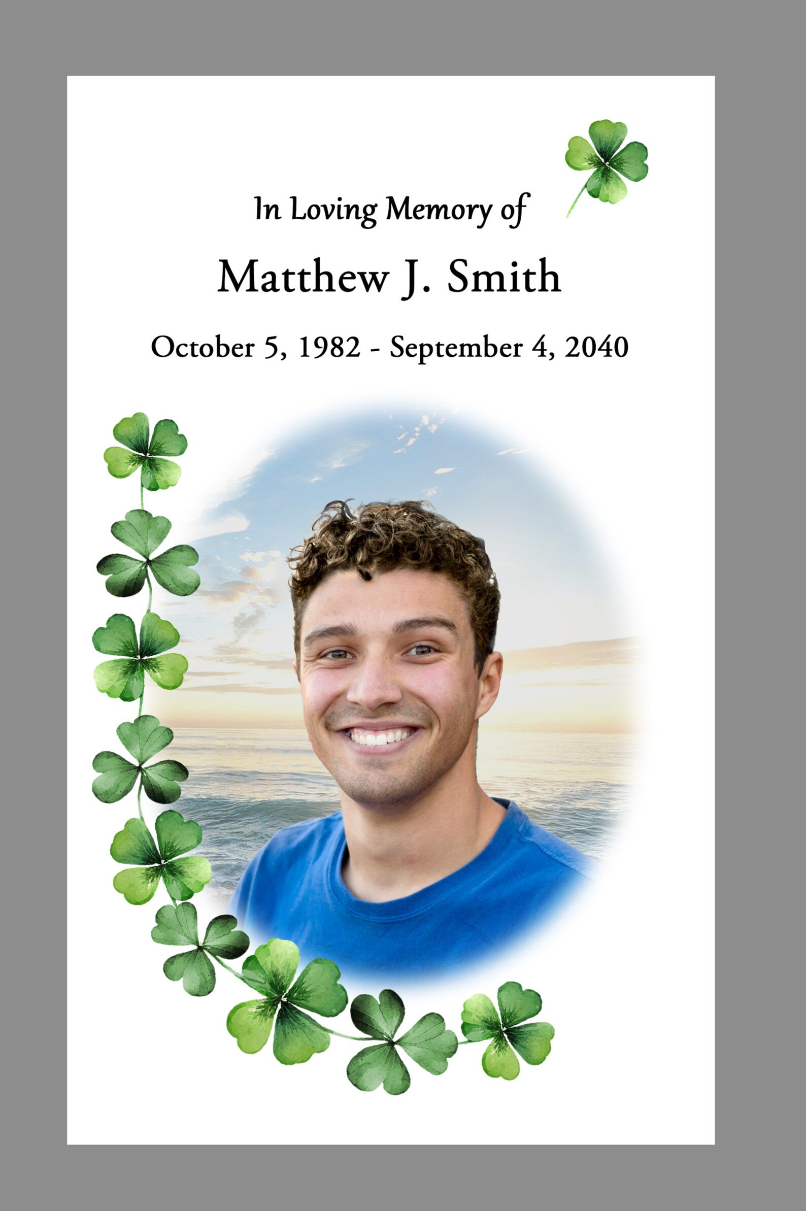 Shamrock Prayer Cards and Memorial Cards Laminated - Watercolor ...