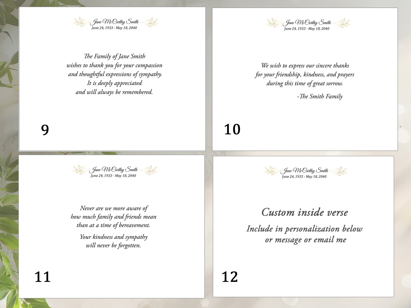 Funeral Thank You Notes Sympathy Acknowledgement Cards Celtic Cross and ...